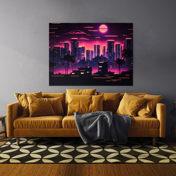 Synthwave Neon Retro 45 Canvas Wall Art Print Decor Artwork Picture ...