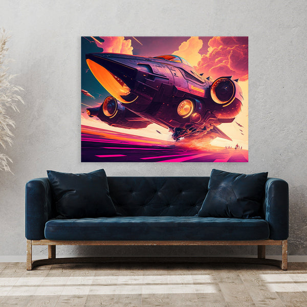 Synthwave Retro Futuristic 60 Canvas Wall Art Print Decor Artwork ...