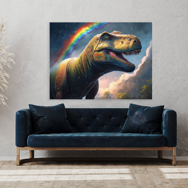 T Rex Rainbow Background 70 Canvas Wall Art Print Decor Artwork Picture ...