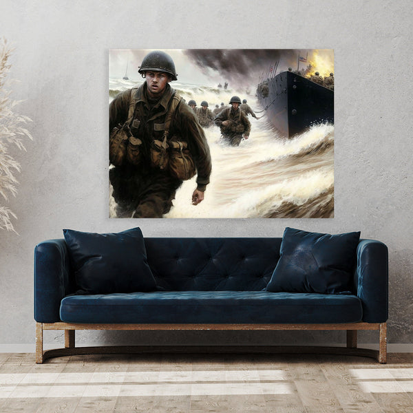 Ww2 Normandy D Day Soldiers 2 Canvas Wall Art Print Decor Artwork ...
