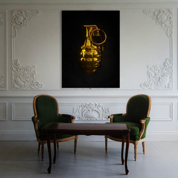 Grenade Gold Canvas Wall Art Print Decor Artwork Picture Painting ...