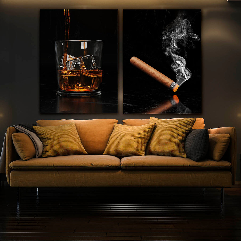 Whiskey & Cigar Canvas Wall Art Print Decor Artwork Picture Painting ...