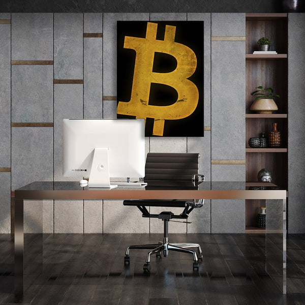 Bitcoin Yellow Concrete Canvas Wall Art Print Decor Artwork Picture ...