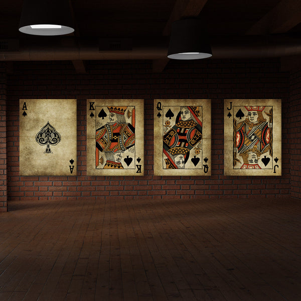 4 Set Playing Cards Canvas Wall Art Print Decor Artwork Picture ...