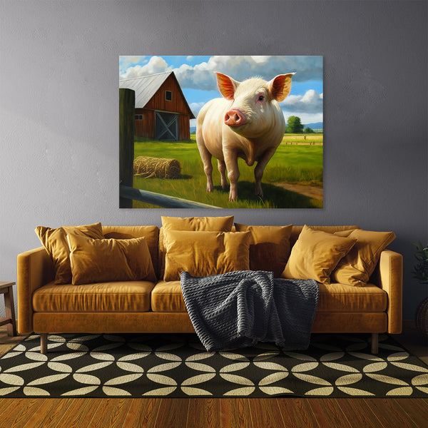 Pig Farm Realistic Detail 1 Canvas Wall Art Print Decor Artwork Picture ...