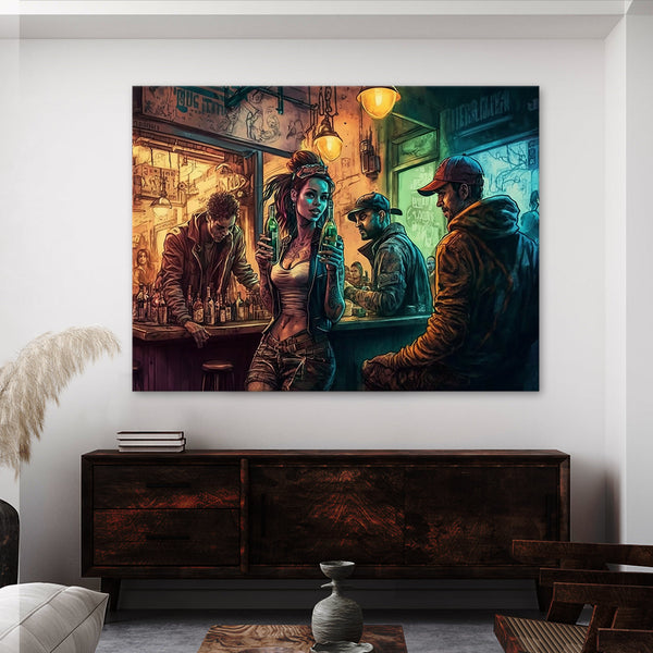 Bar Urban Graffiti 1 Canvas Wall Art Print Decor Artwork Picture ...