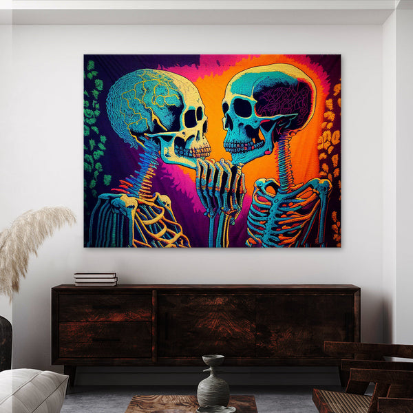 Trippy Psychedelic Skeleton Kiss 5 Canvas Wall Art Print Decor Artwork ...