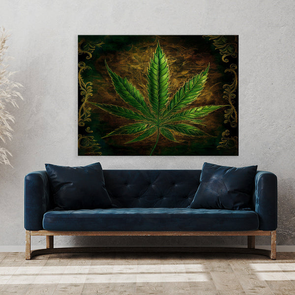 Trippy Psychedelic Weed Leaf 44 Canvas Wall Art Print Decor Artwork ...