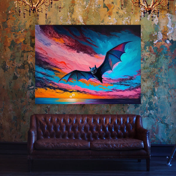 Bat Vibrant Sunset 20 Canvas Wall Art Print Decor Artwork Picture ...