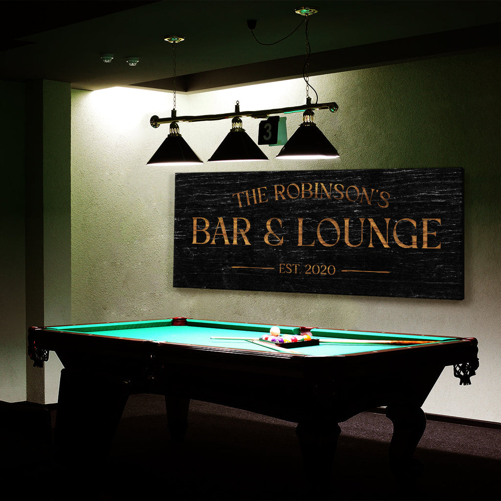 Custom Bar Sign Black Wood Canvas Wall Art Print Decor Artwork Picture ...